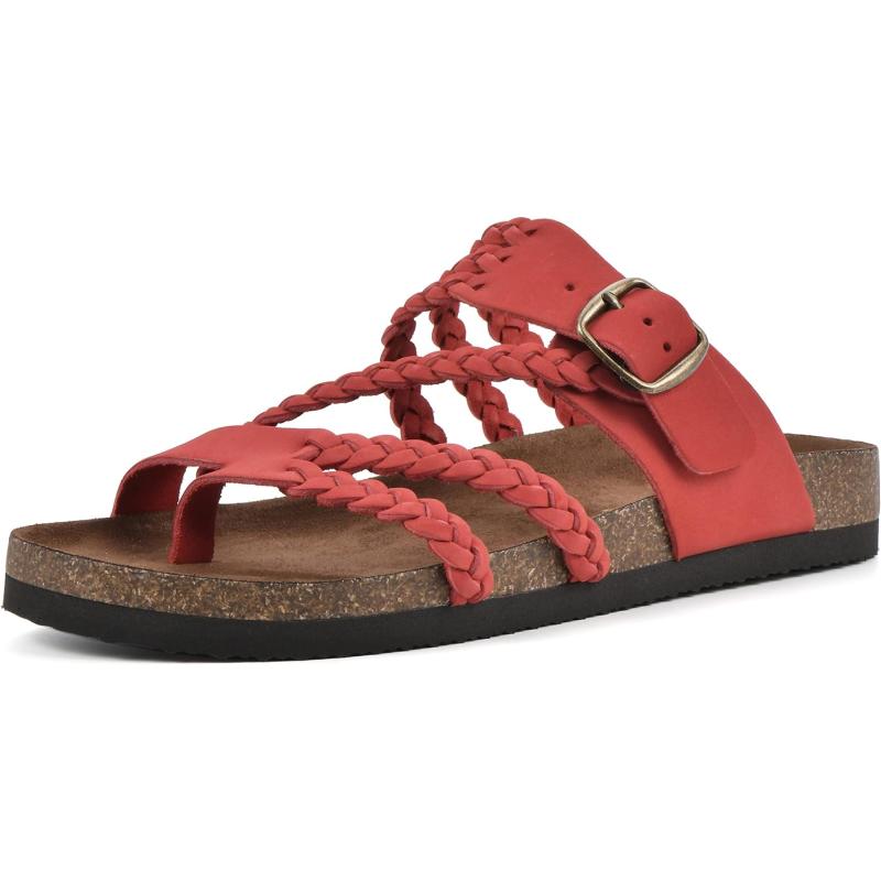WHITE MOUNTAIN Women’s Hayleigh Footbed Sandal(Red/Nubuck) - WHITE MOUNTAIN