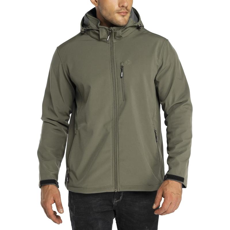 Outdoor Ventures Men’s Lightweight Softshell Jacket Fleece Lined Hooded ...