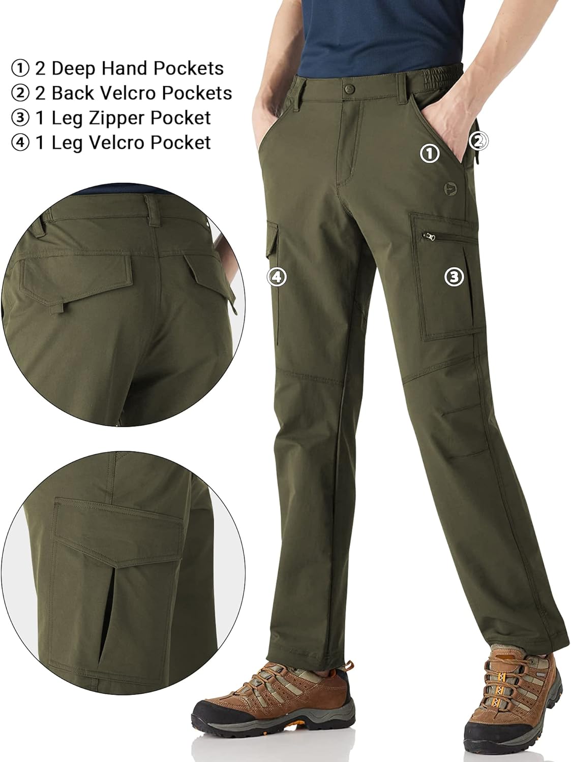 Outdoor Ventures Men’s Hiking Pants Lightweight Water Resistant Cargo ...