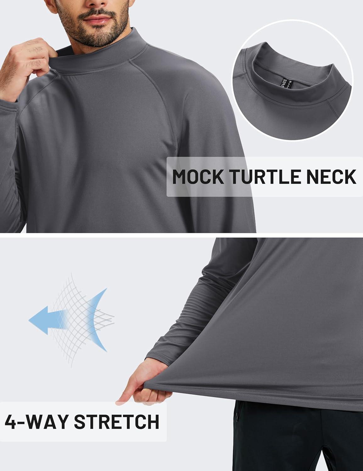 TACVASEN Mens Thermal Fleece Shirt Mock Turtle Neck Base Layer Long ...